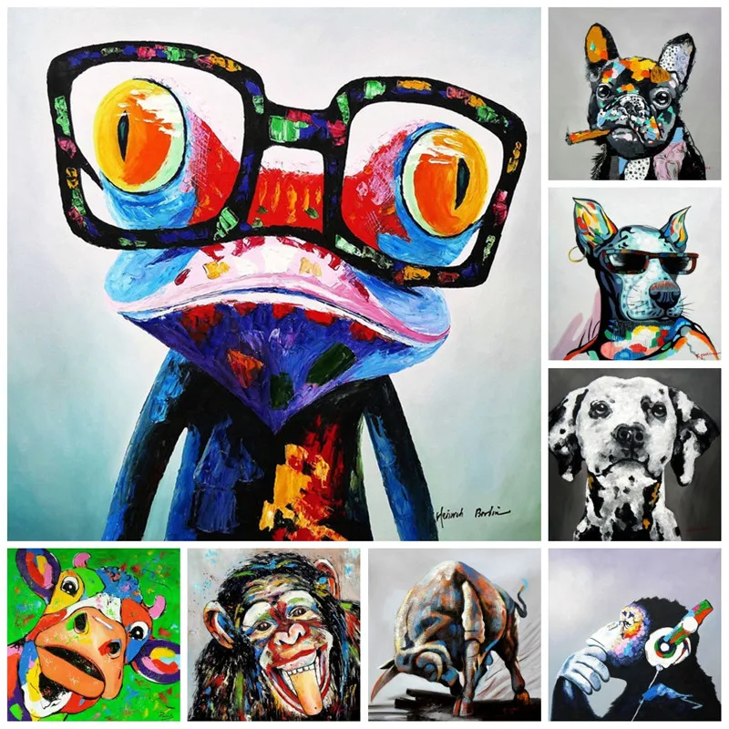 Street Graffiti Art Animal Dog Cow Canvas Prints Children Room Posters ...