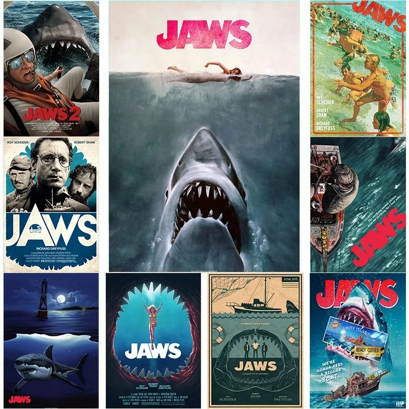 Classic-Movie-jaws-Posters-Canvas-Painting-Shark-Decorative-Wall-Art-For-Room-Bar-Cafe-Home ...