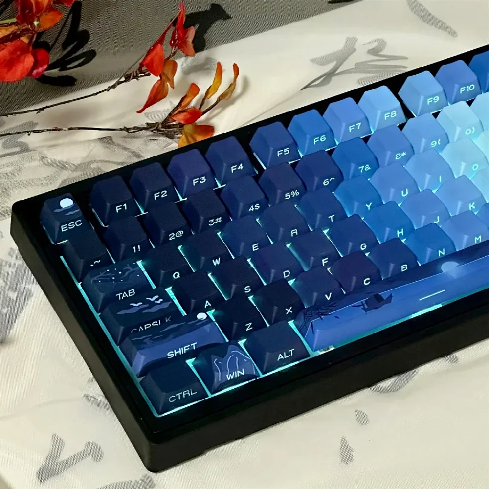 Gradient-Blue-Side-Engraved-Translucent-130-Keys-Cherry-Keycap-Set-PBT ...