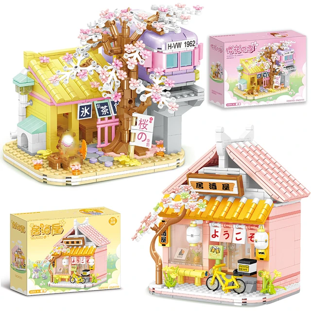 Creative Street View Izakaya Sakura House Model Building Blocks City ...