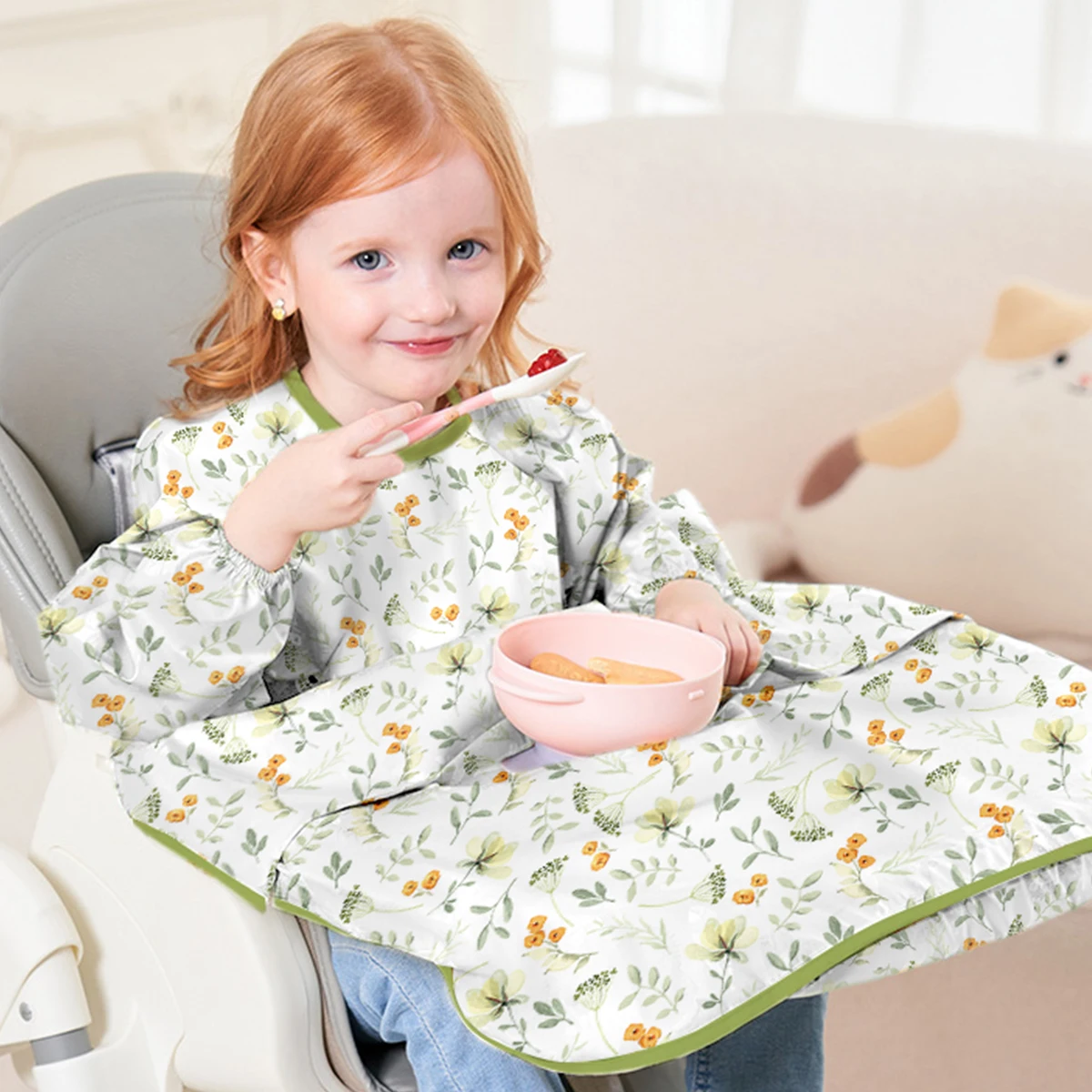 1Pc Waterproof Detachable Coverall Baby Feeding Bibs for 1-3years, Long ...
