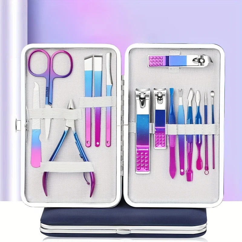 7-15-Pcs-Blue-pink-Gradient-Nail-Clipper-set-High-quality-Manicure-Set ...