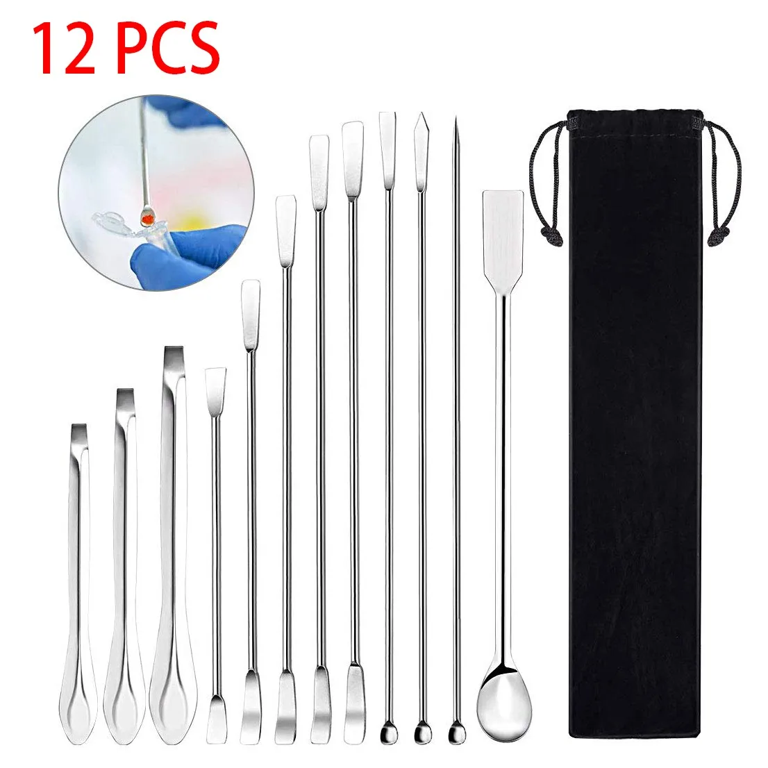 12Pcs-Stainless-Steel-Lab-Spoon-Spatula-Laboratory-Sampling-Spoon ...