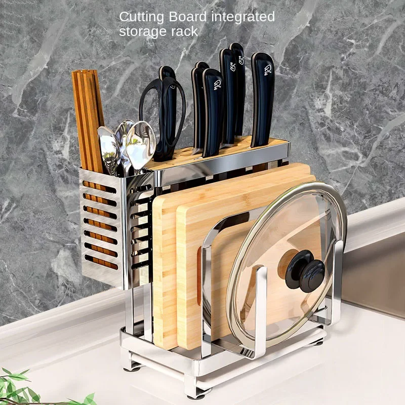 Multifunction-Stainless-Steel-Knife-Holder-Metal-Kitchen-Block-Chopping ...