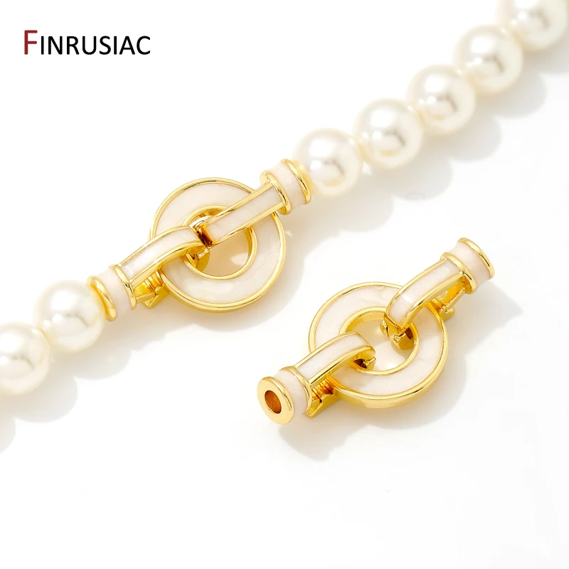 18K Gold Plated Brass Enamel Round Clasps Connector Fasteners,Lock ...