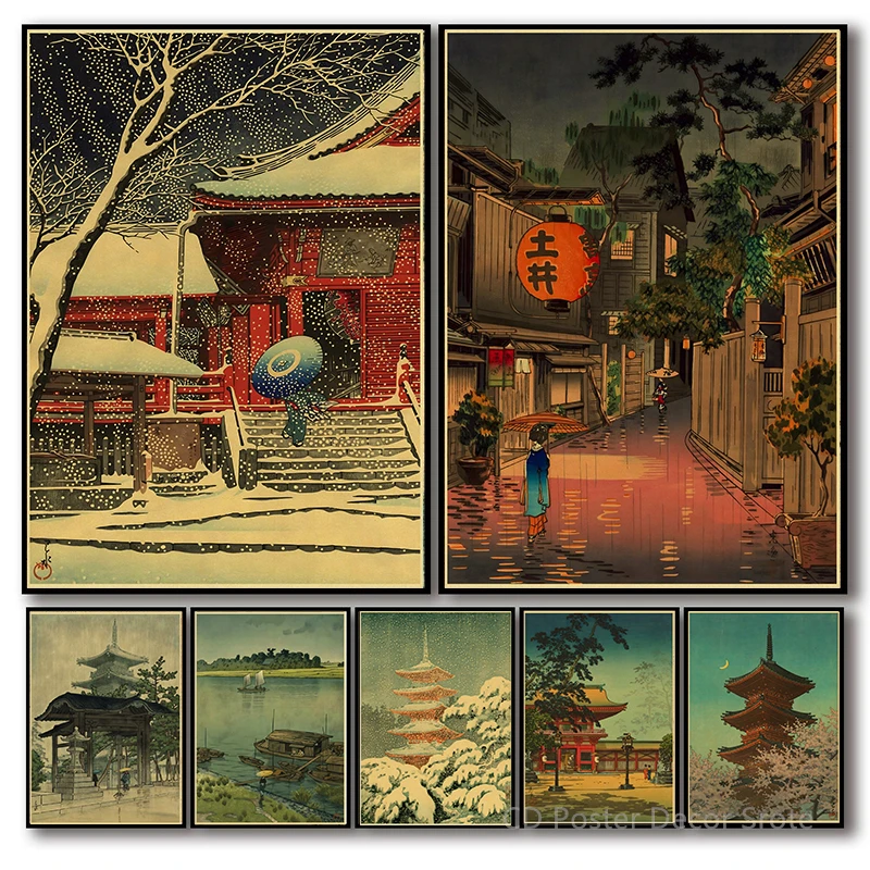 Japanese Vintage Landscapes Posters Traditional Scenery Retro Prints ...