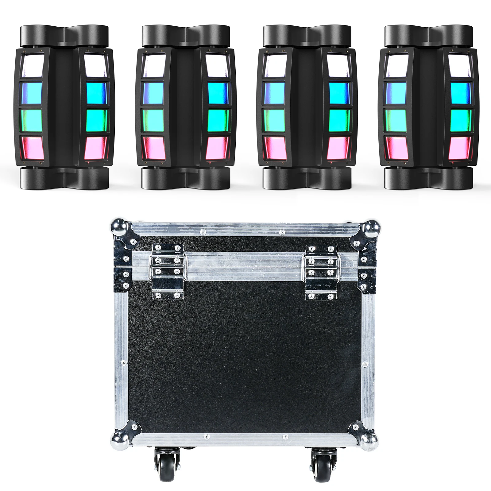 4PCS-Rotating-Spotlight-with-Customized-Airline-Case-Moving-Head-Beam ...