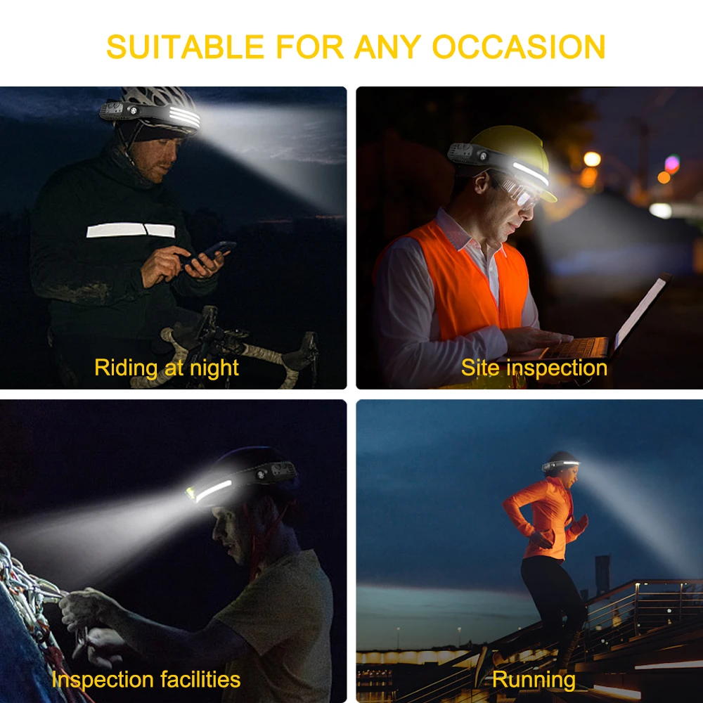 Cob Sensor Led Portable Usb Rechargeable Headlamp - 6 Modes Sensor Headlamp Cob - Aliexpress