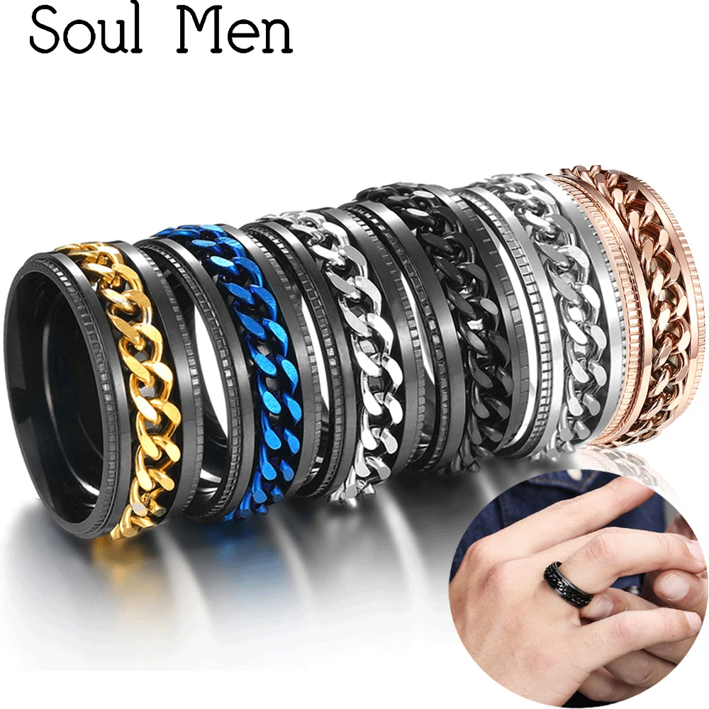 Fidget-Ring-Stainless-Steel-For-Men-Rotatable-Anxiety-Spinner-Rings ...