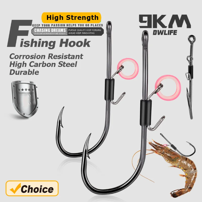 9KM 10Pcs Live Shrimp Hooks Baitholder Fishing Hook Live Shrimp Holder ...