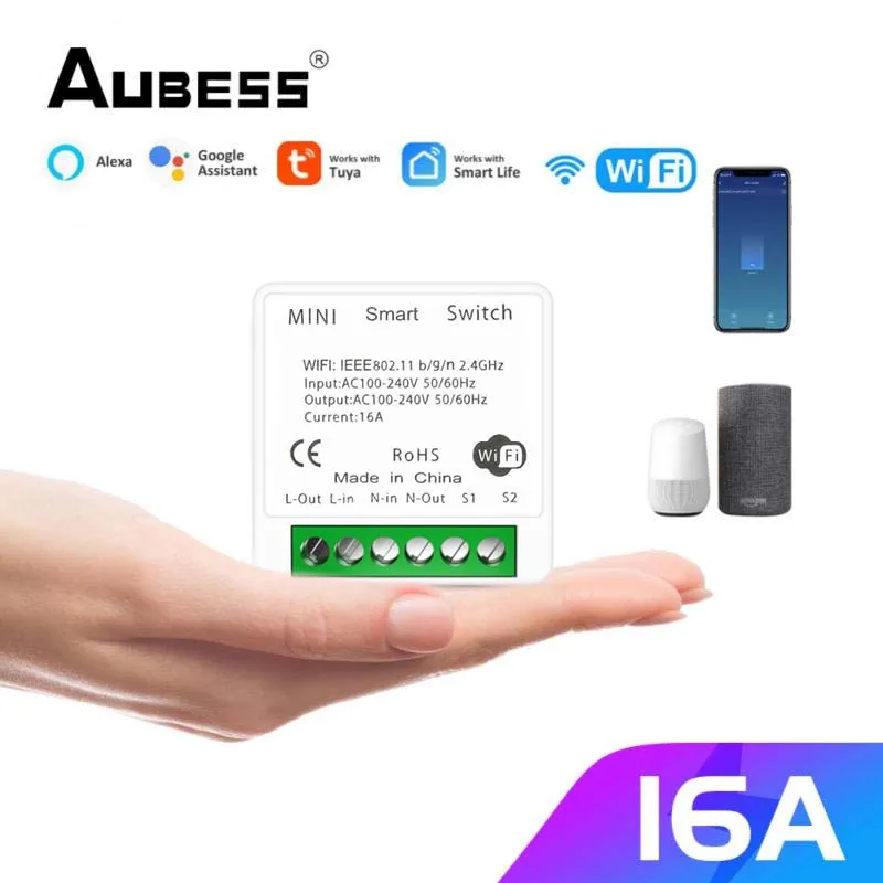 16A DiY WiFi Smart Light Switch Breaker Yandex Alice Relay Module Smart ...