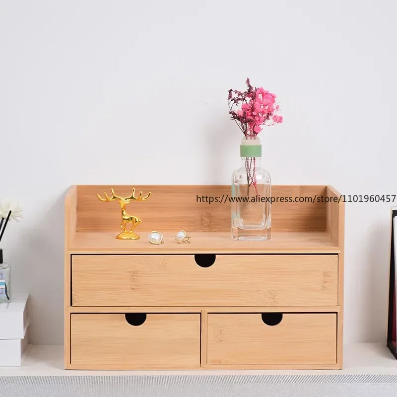 Bamboo Mini Desk Drawer Tabletop Storage Organization Box for Office ...