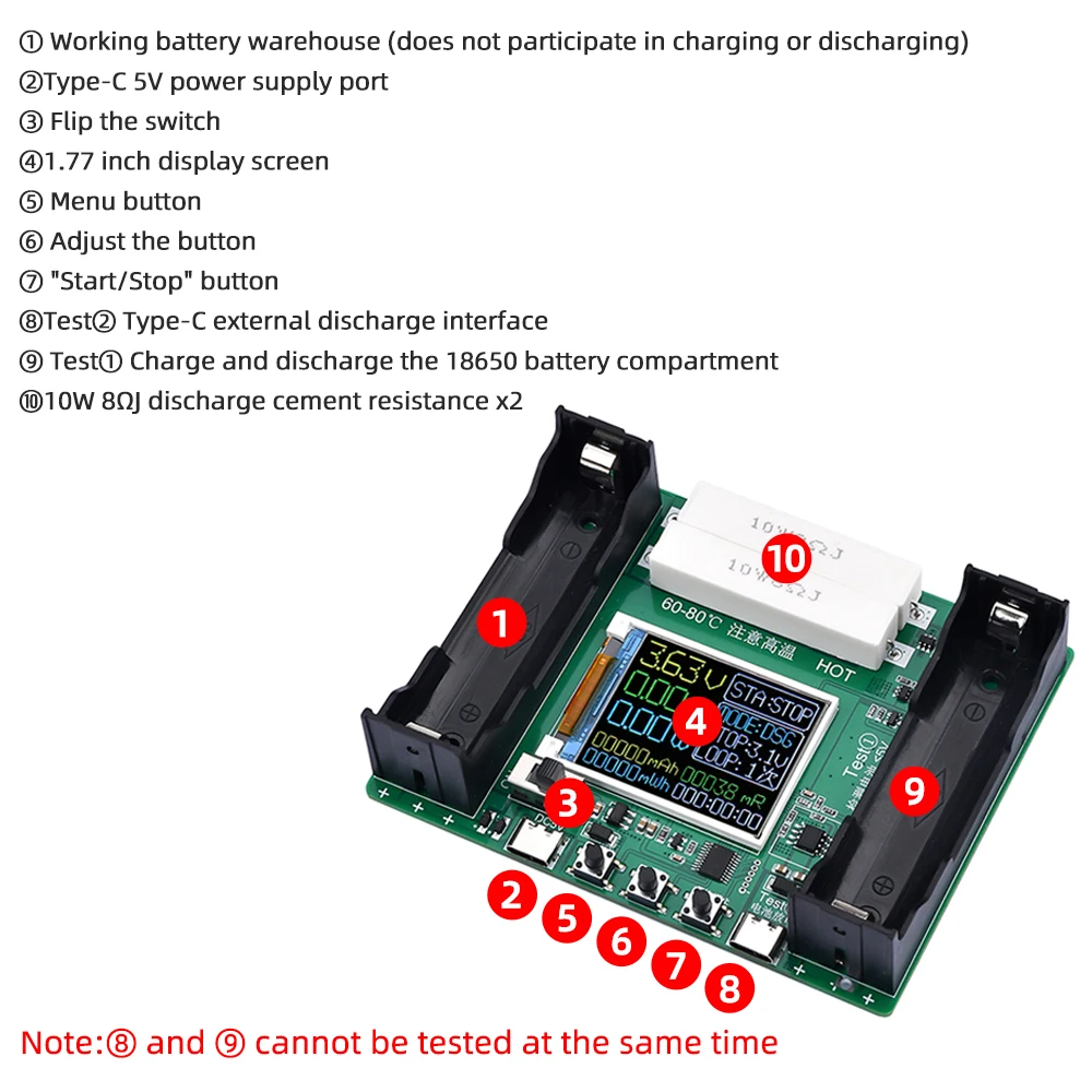 18650 Lithium Battery Capacity Tester Module Mah Mwh Digital Battery Power Detector Module 18650