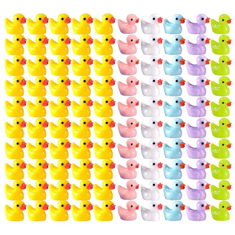 100 Pcs Mini Ducks Realistic Shape Tiny Multicolor Ducks Ornament Small ...
