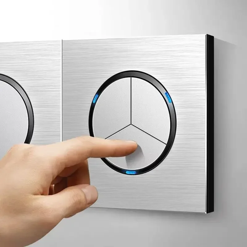 Europe UK FR Luxury LED Wall Light Switch Socket,1 2 3 4 gang 1 2way On ...