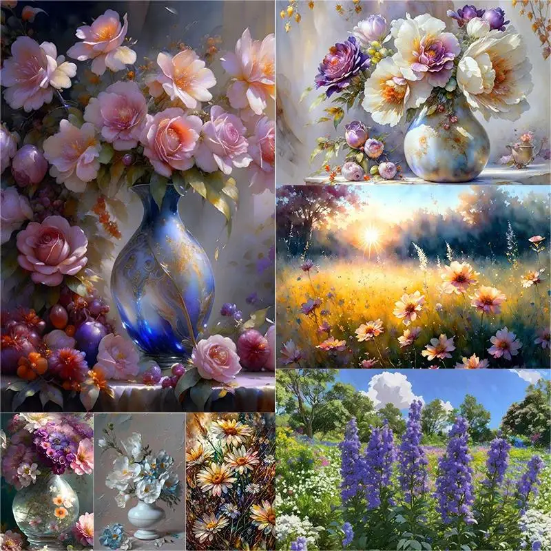 Flowers-Painting-By-Numbers-Adults-Crafts-Wall-Art-Picture-for-Living ...