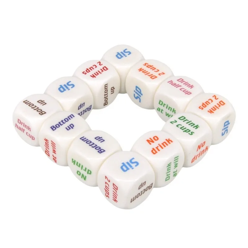 7pc/set 2CM Acrylic English Command Dice Board Game Bar Atmosphere Set ...