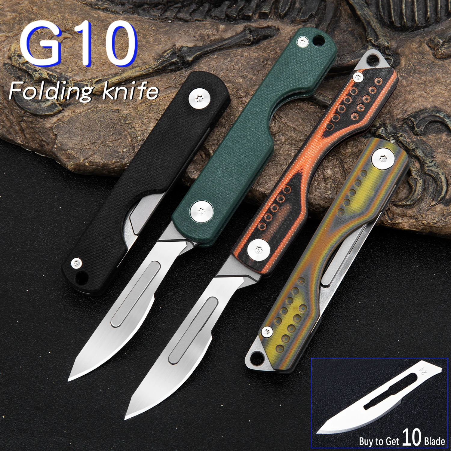 G10-Scalpel-Folding-Pocket-Knife-With-10-Blades-Support-For-Free-Laser ...