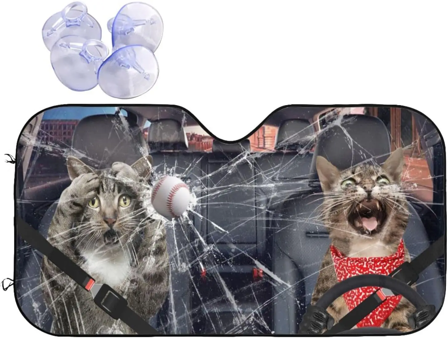 Funny Cat Car Windshield Sunshade Foldable Auto Front Window Sunshield ...