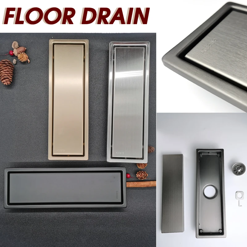 Floor Drain 300mm Square Rose Gold Brushed Gold Brushed For Bathroom ...