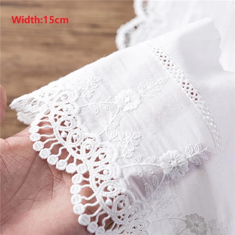 1Y-Flower-Hollow-15CM-Wide-Cotton-Cloth-Lace-Trim-Fabric-Clothes ...