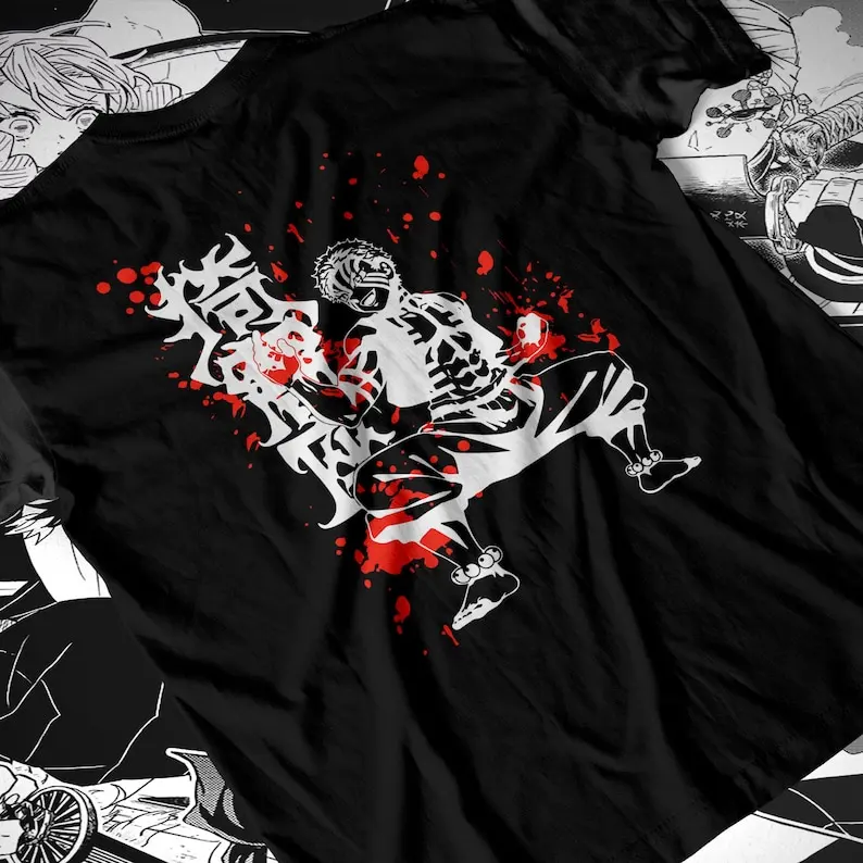 Akaza-Demon-Slayer-Anime-Merch-Printed-Shirt-Japanese-Manga-Style ...