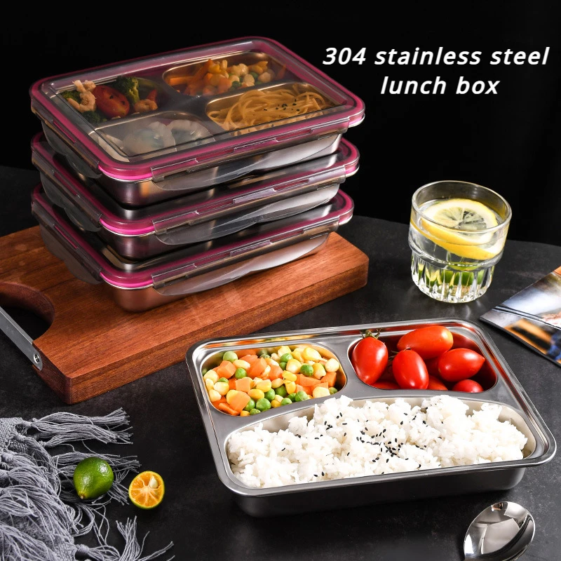 3-4-Divided-Lunch-Box-Stainless-Steel-Lunch-Box-Insulated-Lunch-Box-For ...
