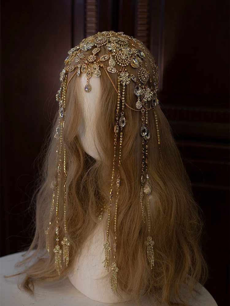 Corrente-De-Metal-De-Strass-Para-Casamento-Headaddress-Dourado-Testa ...