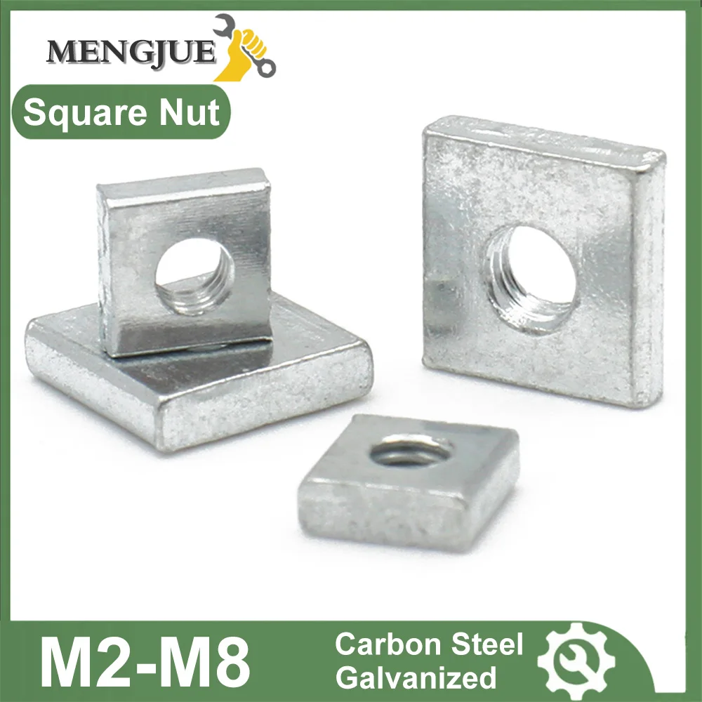 20-40pcs-M3-M4-M5-M6-Square-Nut-Carbon-Steel-Galvanized-Zinc-Plated ...