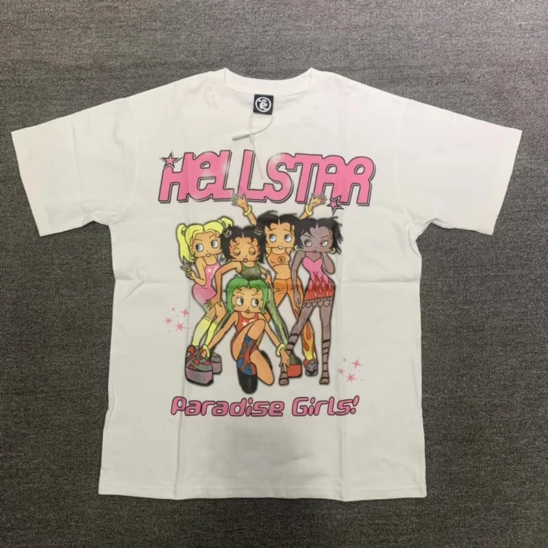 Men Women Hellstar T-shirts Cartoon Beauty Print Top Tee Casual Fashion Pink Logo HELLSTAR T Shirt