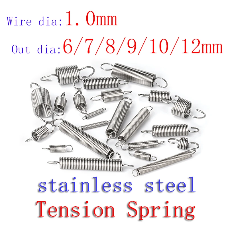 5pcs/Lot 1.0mm Stainless Steel Tension Spring with O hook extension ...