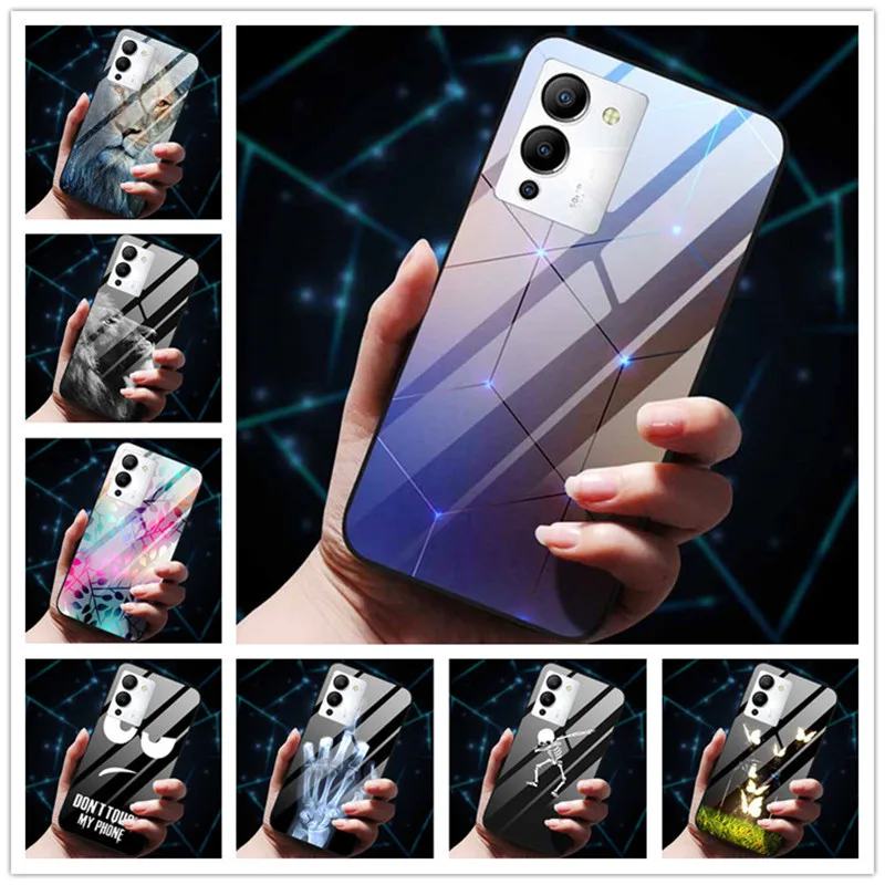 Funda de vidrio para Infinix Note 12 G96, cubierta trasera de vidrio ...