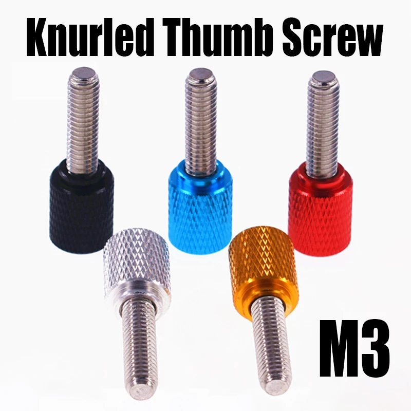 2PCS M3 L=5 100mm Colourful Aluminium Alloy+Stainless Knurled Thumb ...