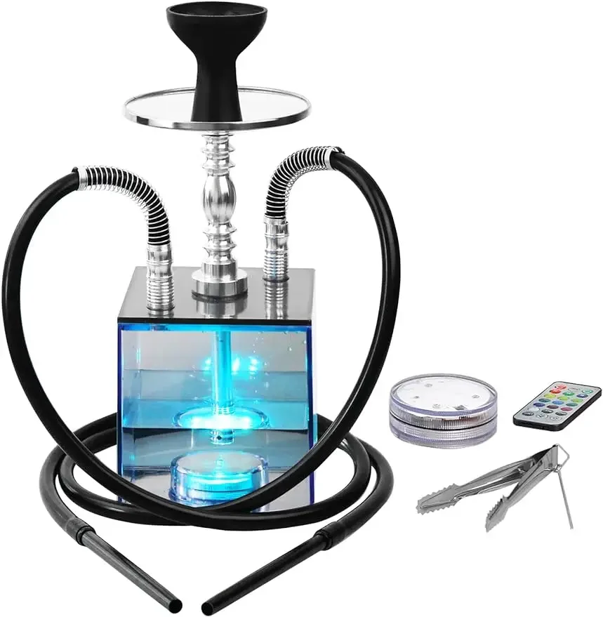 Hookah-Set-Micro-Modern-Cube-2-Hose-with-Silicone-Bowl-Leather-Coal ...