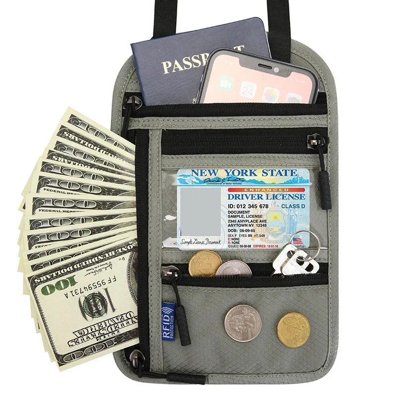 RFID-Neck-Wallet-Neck-Bag-for-Documents-Family-Passport-Neck-Pouch ...