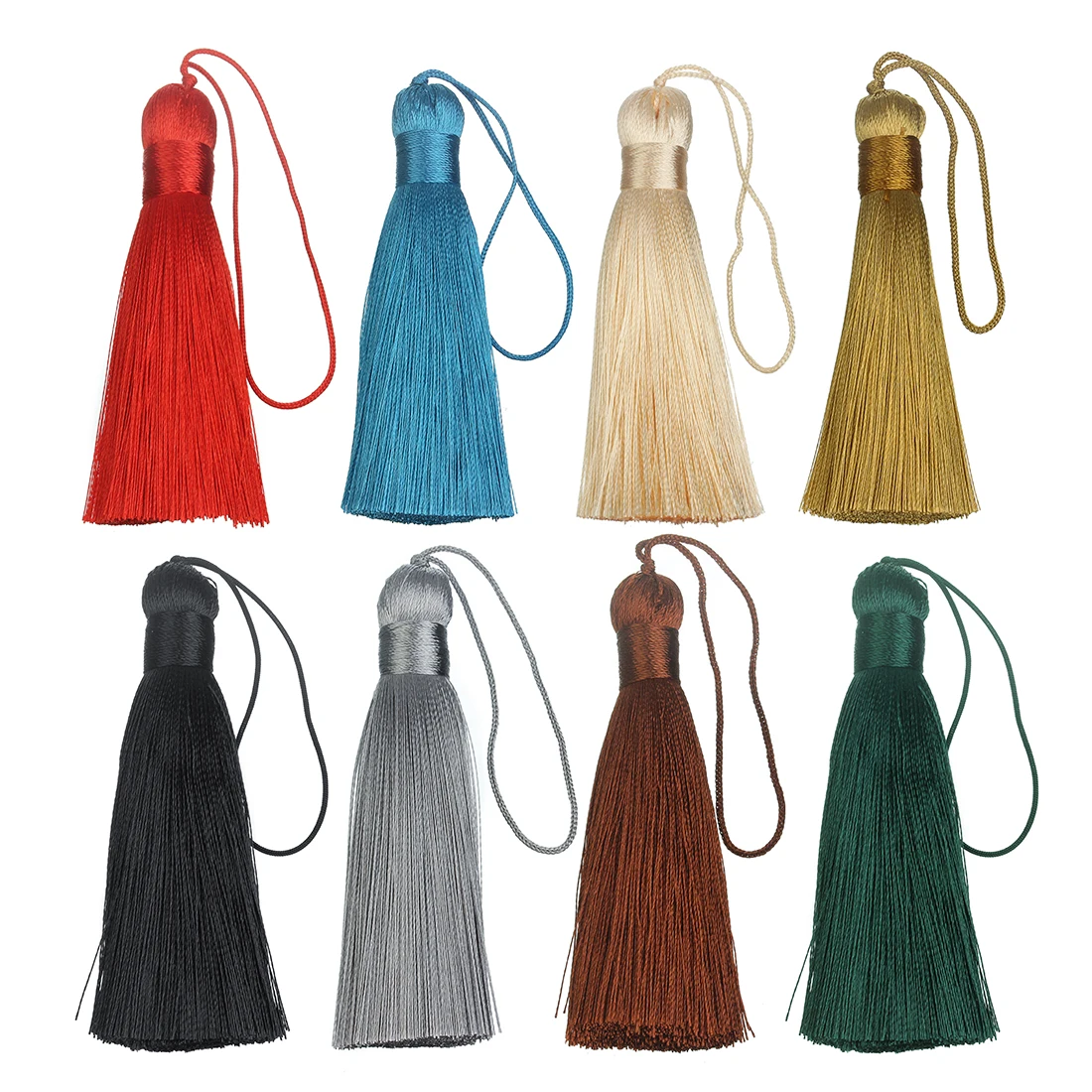 6Pcs-Lot-82mm-Chunky-Polyester-Silk-Tassel-Colorful-Charm-Satin-Tassel ...