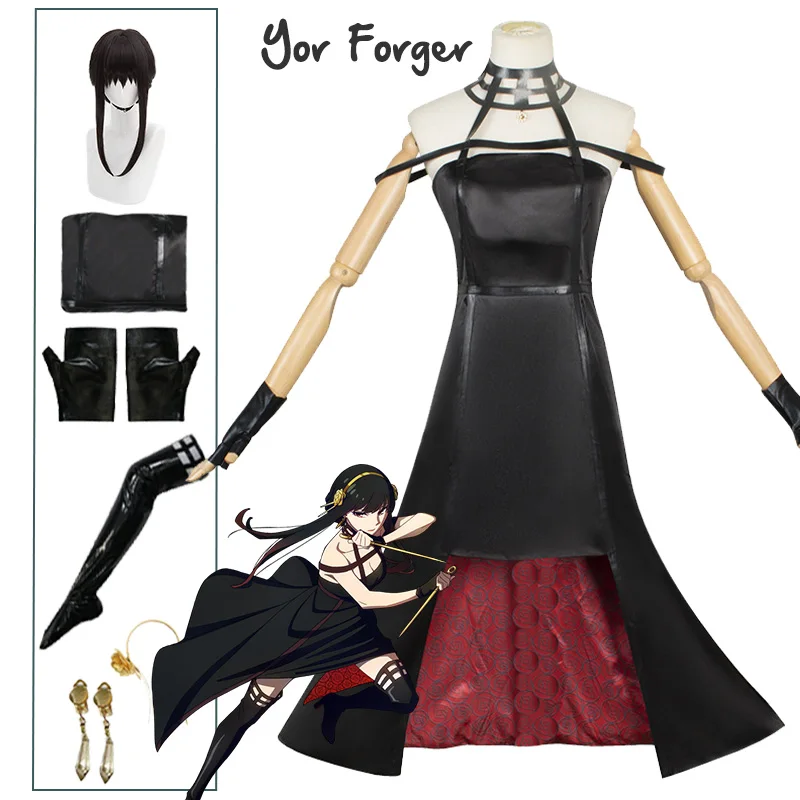 Anime-Yor-Forger-Cosplay-Wig-Dress-Suit-Assassin-Gothic-Black-Red-Skirt ...