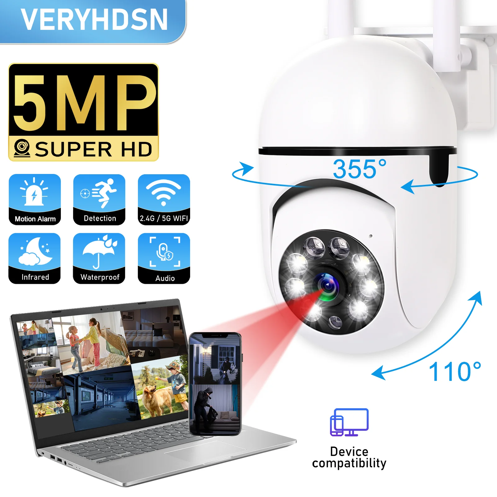 Outdoor-5MP-Surveillance-Camera-CCTV-IP-Wifi-Camera-Waterproof-External ...