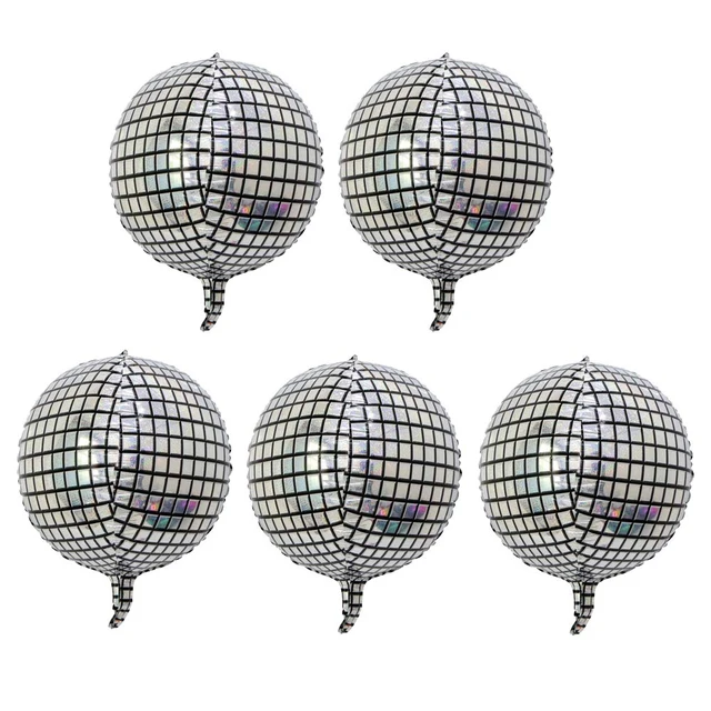 5pcs 22Inch 4D Disco Balloon Silver Laser Large Sphere Foil Balloons ...