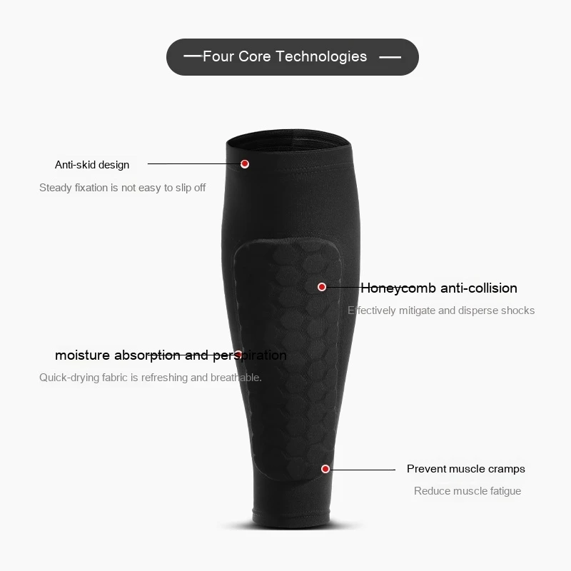 Stoßfester Bein-Schienbeinschutz „HexaGuard“ – Nylon Stützsocke mit Wabenmuster, Atmungsaktiv ...