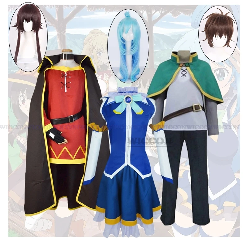 Anime-Sato-Kazuma-Megumin-Aqua-Cosplay-Costume-Tops-Dress-Cloak-Dress ...