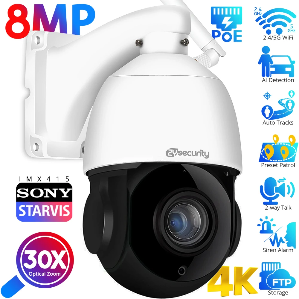 4K-8MP-30X-Zoom-PTZ-IP-Camera-Outdoor-Human-Car-Detect-Auto-Tracking ...