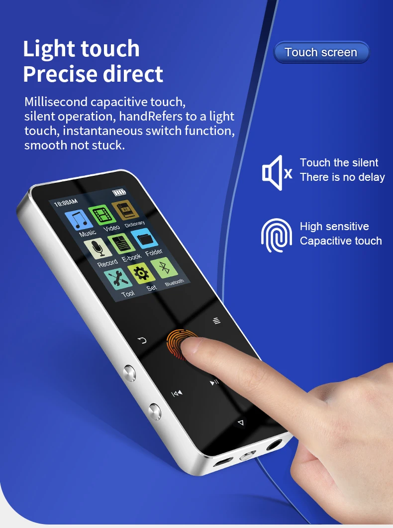 128 Go - Lecteur de musique MP3 MP4 tactile en métal, Bluetooth 2.0 ...