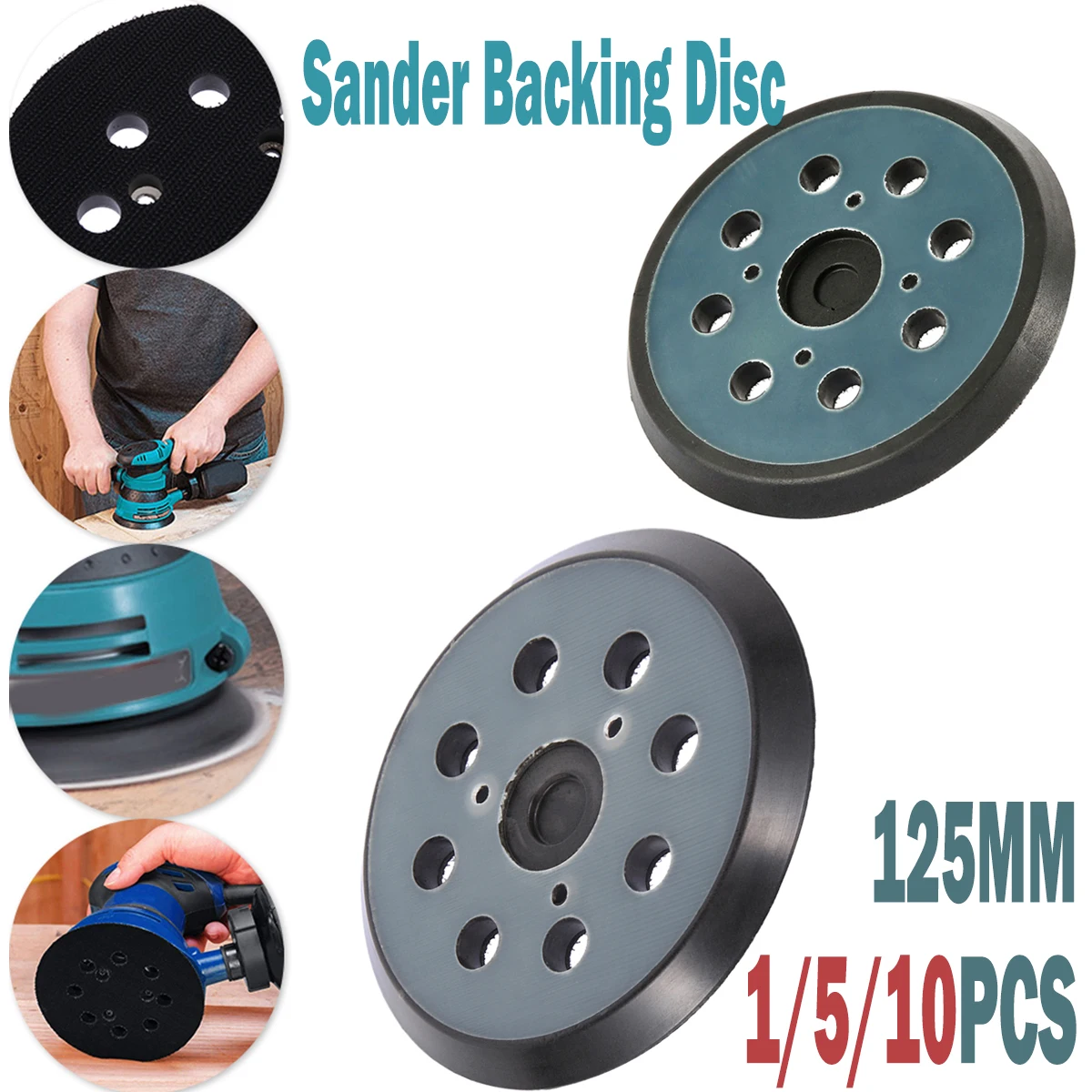 1-10PCS-Sander-Disk-Discs-5Inch-Hook-Loop-Sander-Backing-Pad ...