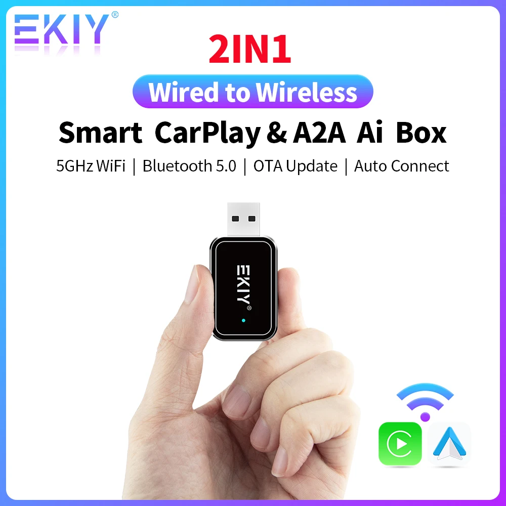 EKIY Mini A2A CarPlay Smart Box Wireless Android Auto Adapter Car Play ...