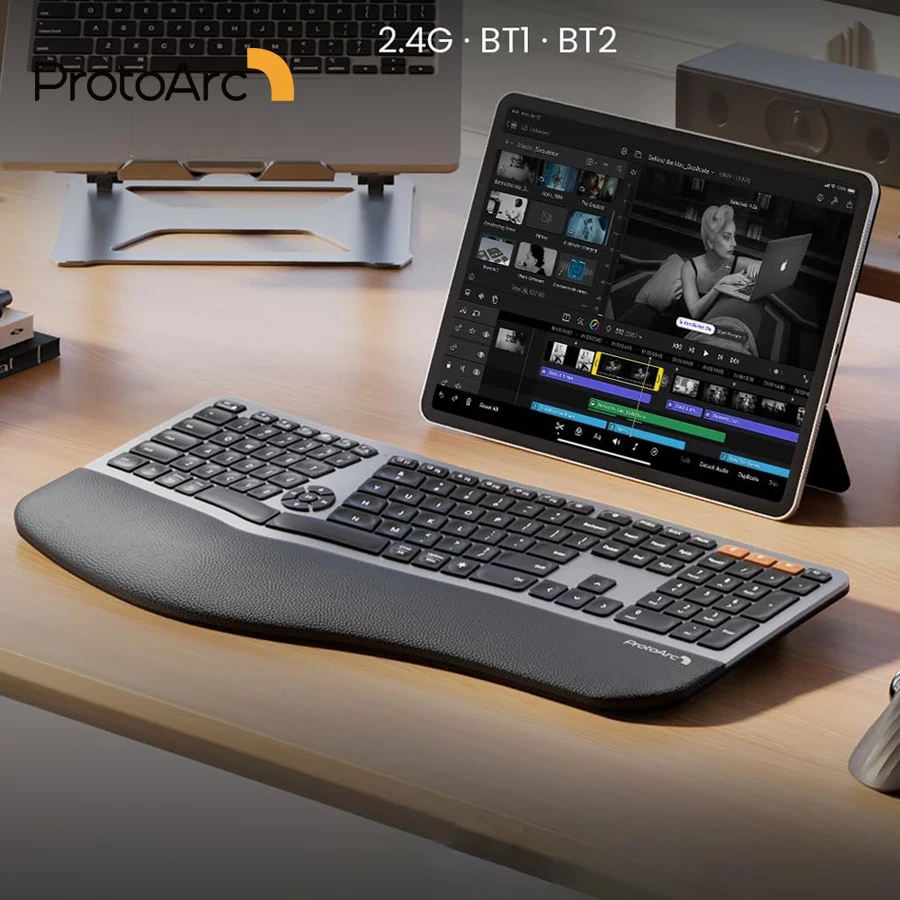 ProtoArc-Backlit-Wireless-Ergonomic-Keyboard-Bluetooth-2-4g-USB-Full ...