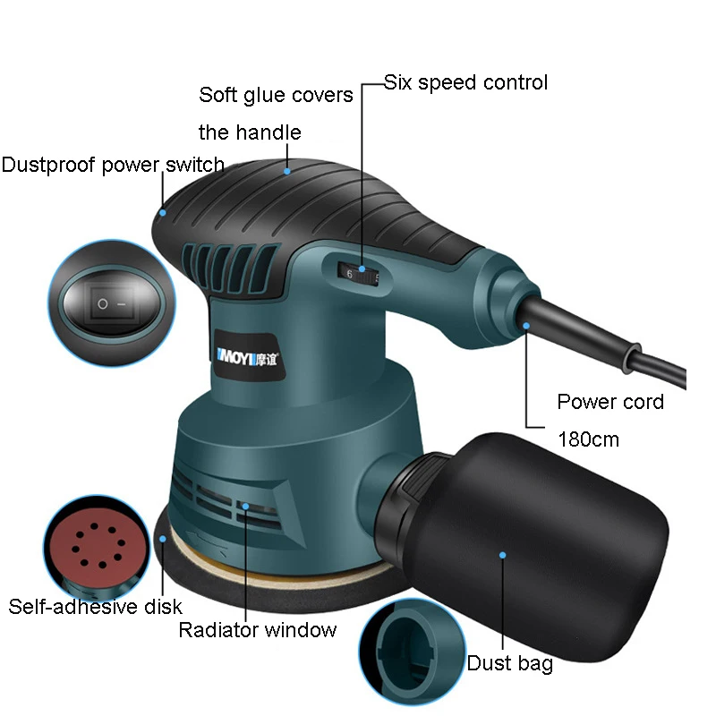 220V-Electric-Sander-Machine-300W-Random-Orbital-Polisher-Variable ...