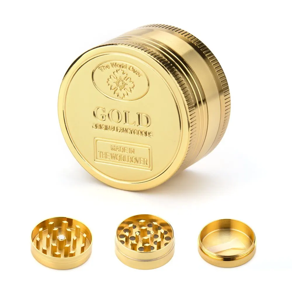 3 Layer Zinc Alloy Smoking Grinder 40mm Tobacco Crusher Gold Grinder ...