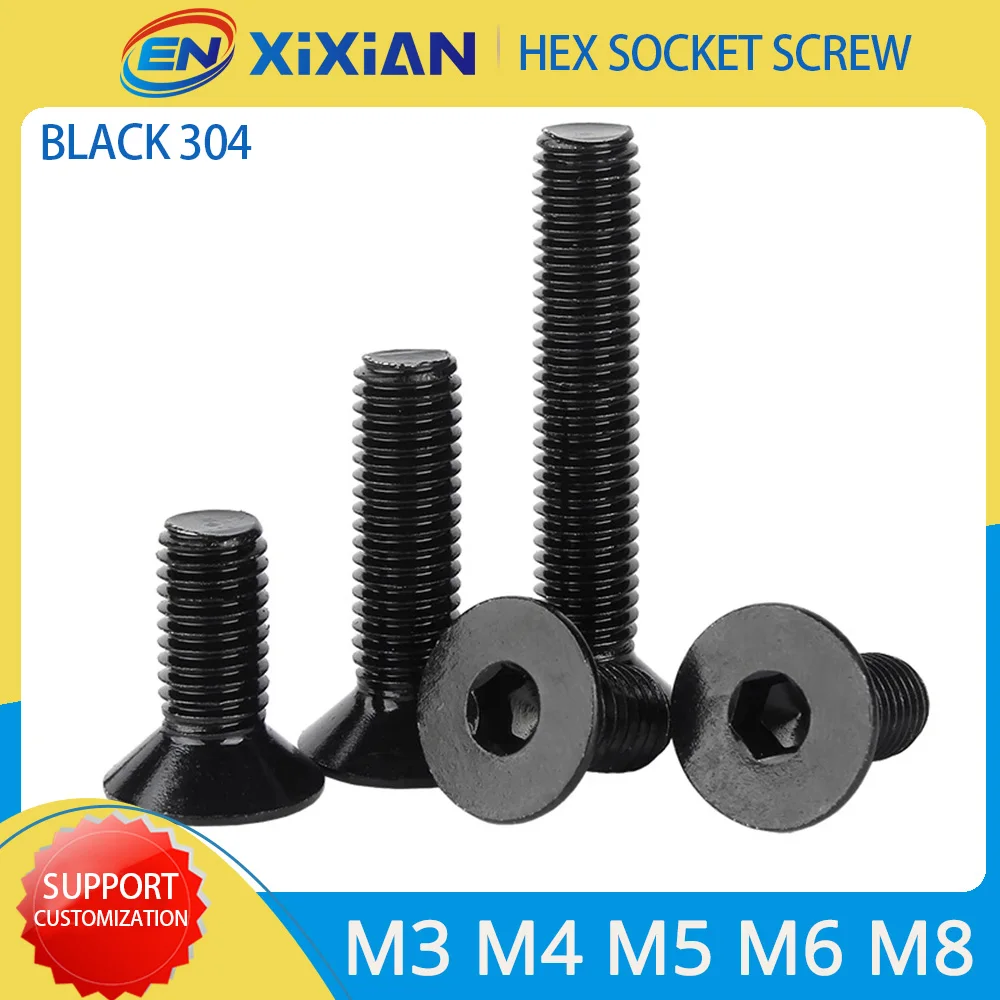 Tornillo hexagonal M3 M4 M5 M8, máquina de cabeza plana avellanada de acero inoxidable 304 ...