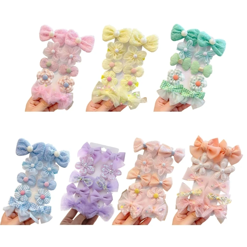 10PCS Girls Hair Clip Set Bowknot Fabric Hairpins Hairstyle Accessories ...